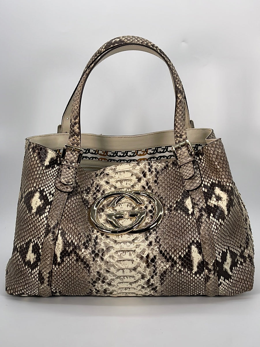 Preloved Gucci Britt Large Tote Python Shoulder Bag 162094213317 03052 – KimmieBBags LLC