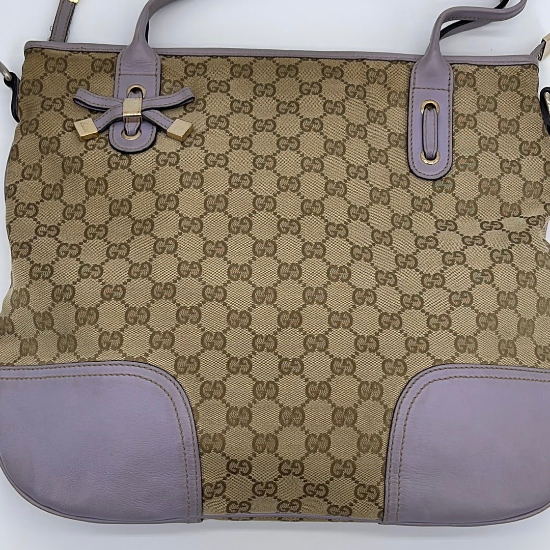 Vintage Gucci GG Canvas and Lavender Leather Princy Tote Bag 162895002 ...