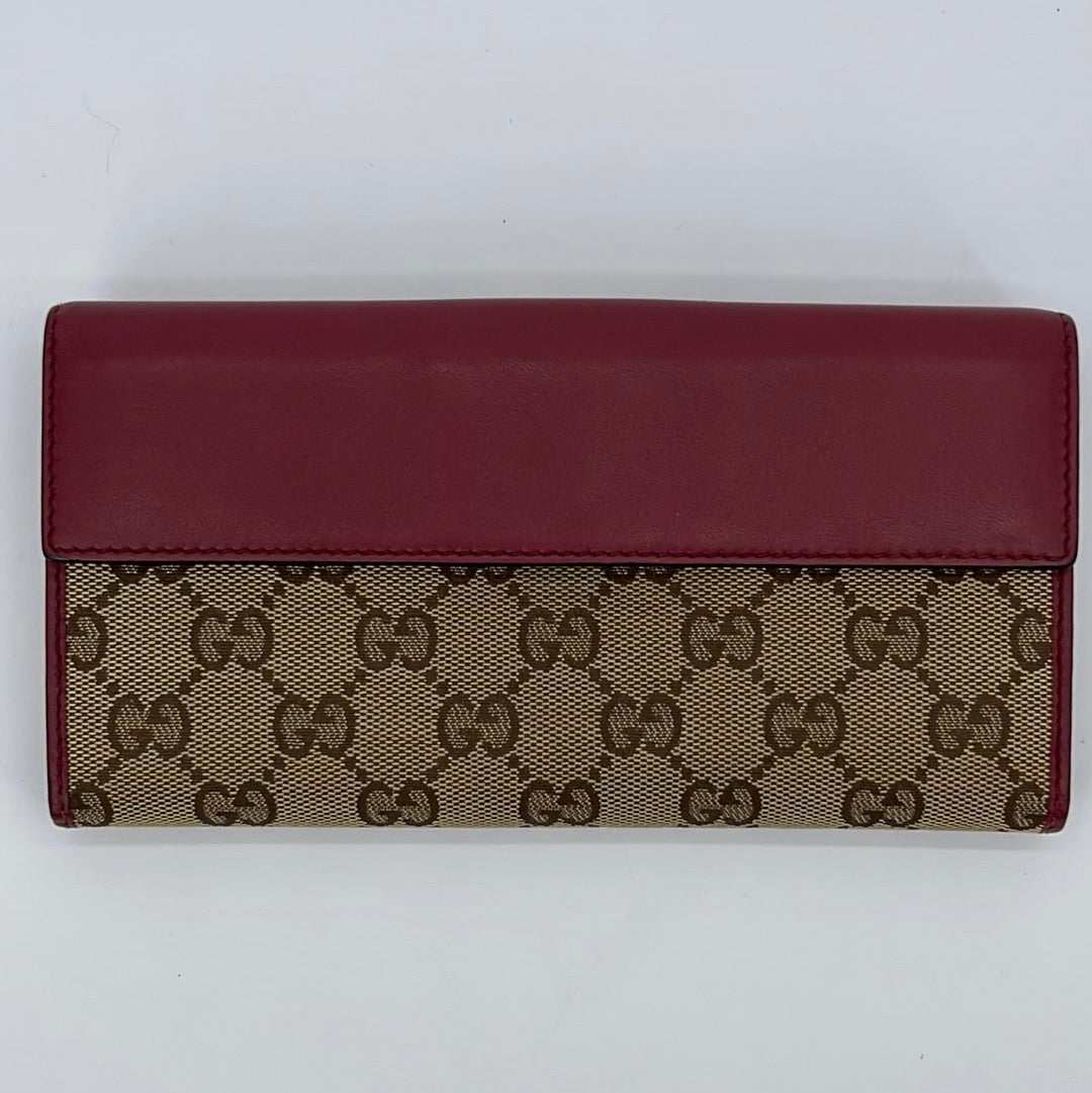 PRELOVED GUCCI Canvas Monogram Heart Continental Maroon Wallet 2035502 ...